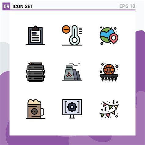 User Interface Pack Of 9 Basic Filledline Flat Colors Of Construction Server World Rack Edit