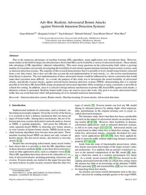 Adv Bot Realistic Adversarial Botnet Attacks Against Network Intrusion Detection Systems Pdf