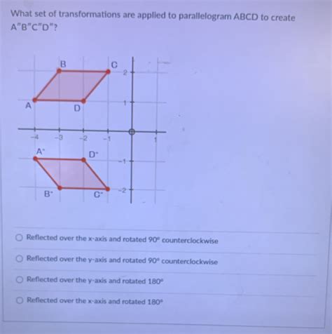 solved what set of transformations are applied to parallelogram abcd