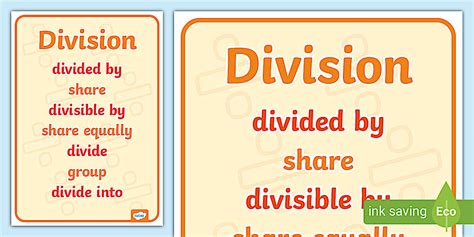 Division Meaning And Vocabulary Poster Twinkl