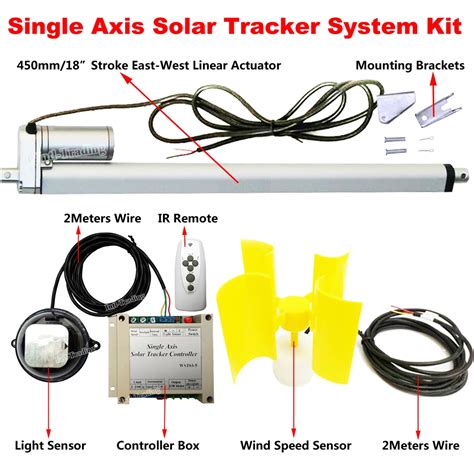 Single Axis Solar Panel Tracking Solar Tracker System W Linear Actuator V N DC Motor
