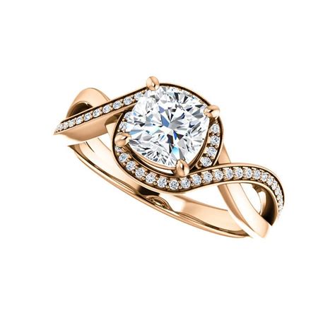 Cushion Shape Bypass Halo Style Engagement Ring Everandever Cushion Shape Bypass Halo Style Engagement Ring Everandever