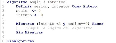 Algoritmo Ingreso Al Sistema En PSeInt Que Solo Permite Intentos