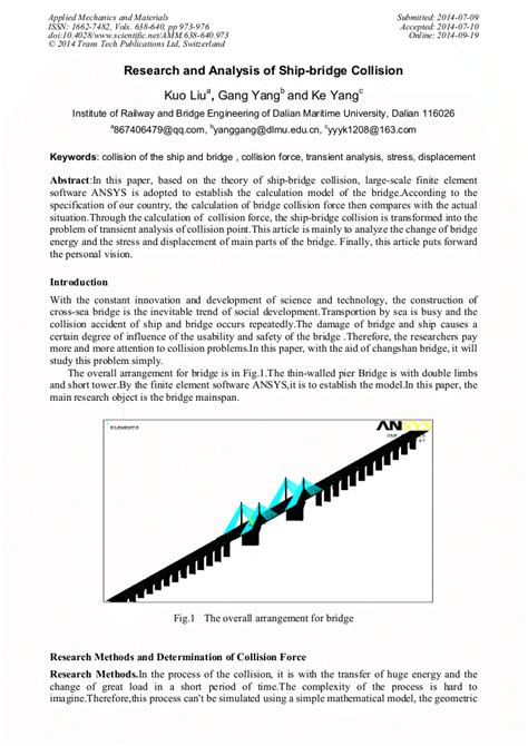 Research And Analysis Of Ship Bridge Collision Scientificnet