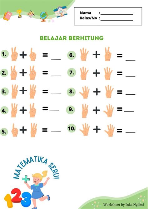 Worksheet Lkpd Belajar Menghitung Untuk Paud Tk Sd Kelas Rendah