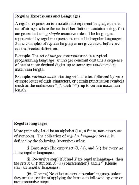 regular expressions and languages pdf regular expression syntax