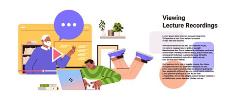 강의 녹음 팟캐스트 과정을 보는 학생들 오디오 비디오 녹음 온라인 교육 E러닝 개념 Film Screening에 대한 스톡 벡터 아트 및 기타 이미지 Film