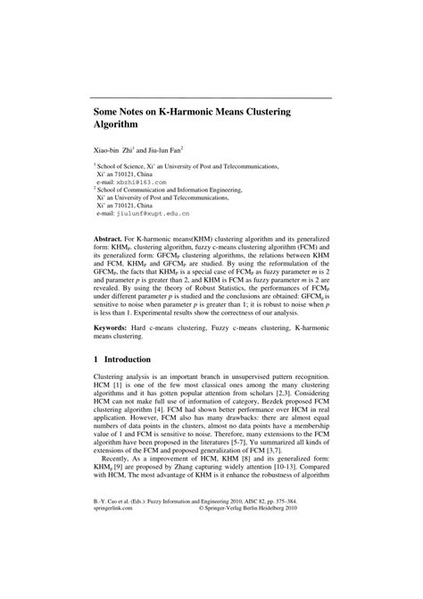 Pdf Some Notes On K Harmonic Means Clustering Algorithm