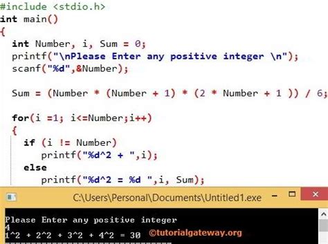 C Program to Find Sum of series ² ² ² n²