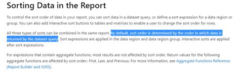 Sort A Column In A Matrix Table On A Paginated Report Paginated