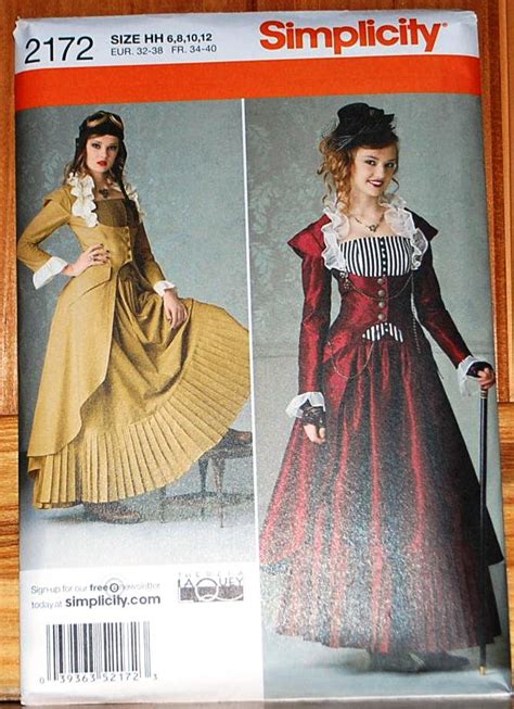 Simplicity 2172 Pattern Steampunk Or Victorian Dress Gown Costume Sizes