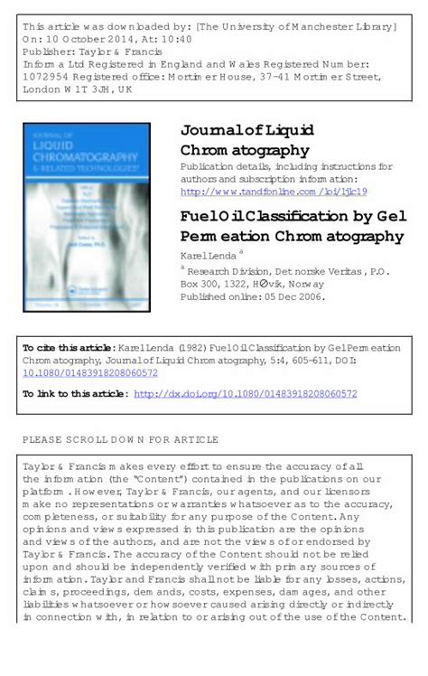 Pdf Fuel Oil Classification By Gel Permeation Chromatography