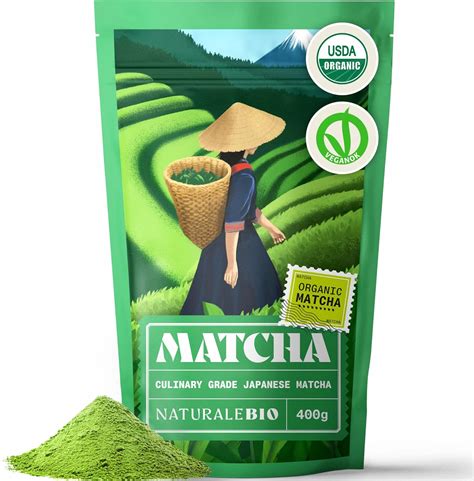 Naturalebio Japanese Organic Matcha Green Tea Powder Culinary Grade 400gr Tea Produced In