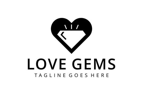 보석 다이아몬드 기호 로고 디자인 서식 파일 그림 추상 사랑 또는 심장 기호 프리미엄 벡터