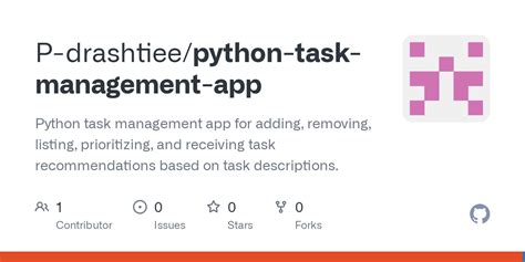 Github P Drashtieepython Task Management App Python Task Management App For Adding Removing
