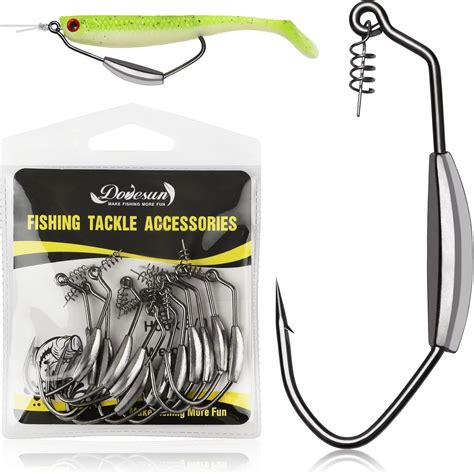 Dovesun 12pcs Weighted Swimbait Hooks Weighted Fishing Hooks Saltwater Freshwater Worm Weedless