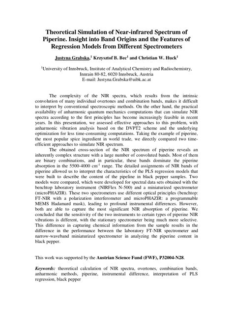 Pdf Theoretical Simulation Of Near Infrared Spectrum Of Piperine Insight Into Band Origins