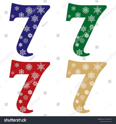 Snowflake Number Seven Vector Illustration Number Stock Vector Royalty Free 2210664337