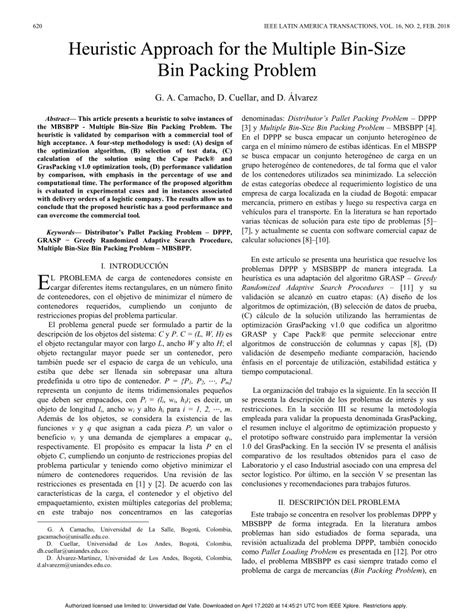 Pdf Heuristic Approach For The Multiple Bin Size Bin Packing Problem