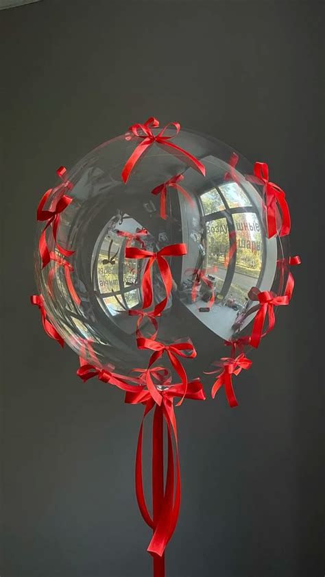 Шар бабблс с бантиками красный алый Праздничные декорации