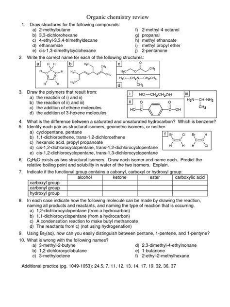 Organic Chemistry Review Pdf Ester Ether