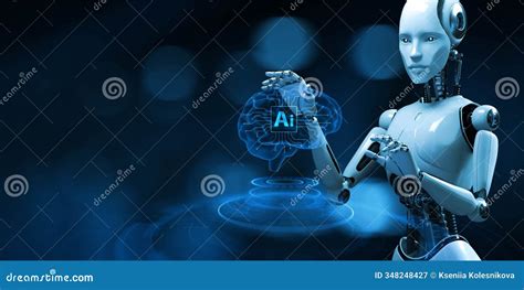 Ai Brain Visualization In A Robot For Machine Learning And Digital Transformation Business And