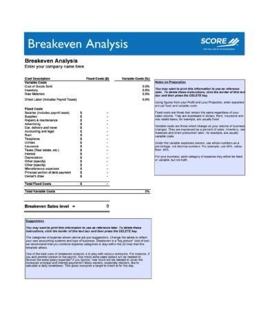 41 Free Break Even Analysis Templates Excel Spreadsheets ᐅ TemplateLab