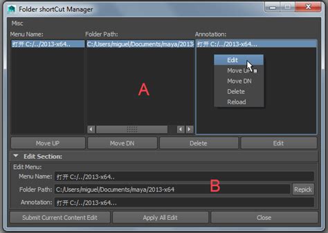 Edit Folder Shortcut