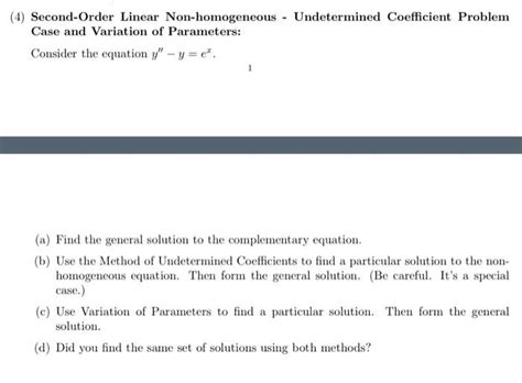 Solved 4 Second Order Linear Non Homogeneous
