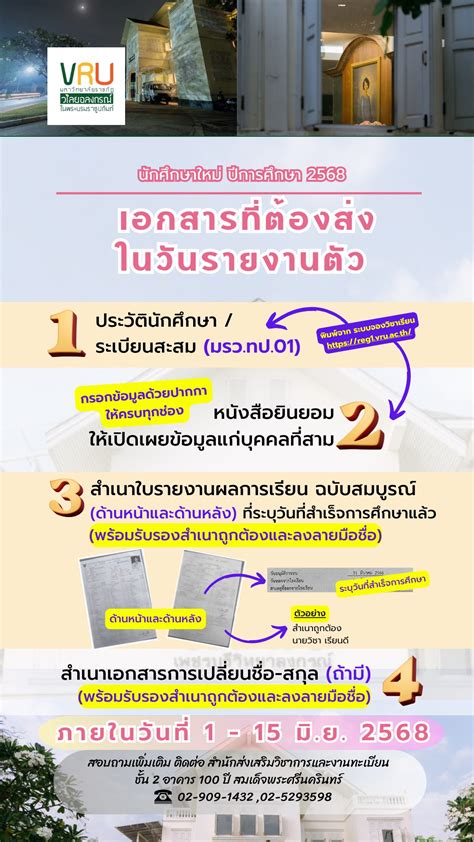 สำนักส่งเสริมวิชาการและงานทะเบียน 💚 เอกสารที่ต้องส่งในวันรายงานตัว 💚 นักศึกษาใหม่ ปีการศึกษา