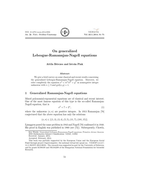 Generalized Lebesgue Nagell Equations Pdf Prime Number Equations