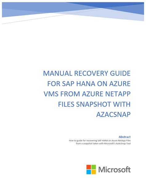 Manual Recovery Guide For Sap Hana On Azure Vms From Azure Netapp Files