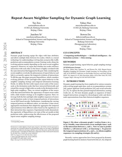 Pdf Repeat Aware Neighbor Sampling For Dynamic Graph Learning