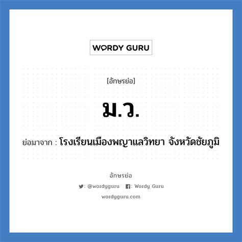 โรงเรียนเมืองพญาแลวิทยา จังหวัดชัยภูมิ คำย่อคือ แปลว่า