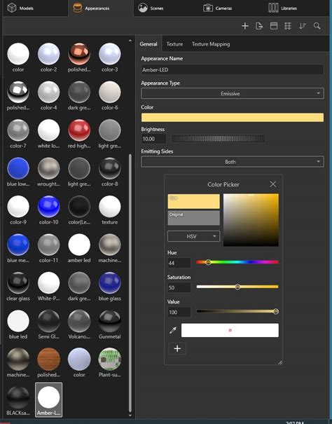 SOLIDWORKS Visualize Standard Emissive Appearances