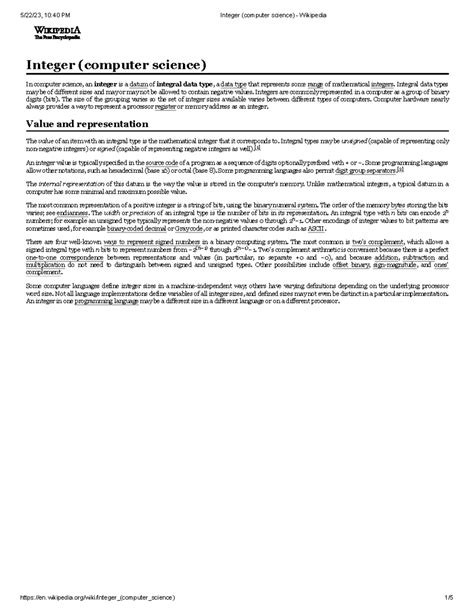 Integer Computer Science Integral Data Types May Be Of Different Sizes And May Or May Not Be