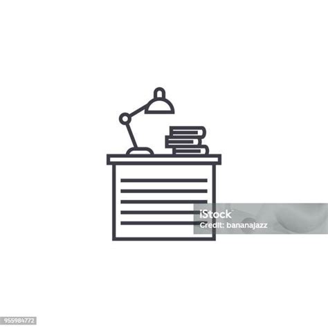 독서 책상 벡터 라인 아이콘 기호 그림 배경 편집 가능한 선 가정 생활에 대한 스톡 벡터 아트 및 기타 이미지 가정 생활 공부 교육 Istock