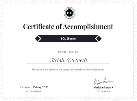 sql hackerrank certification backenddevelopment continuouslearning
