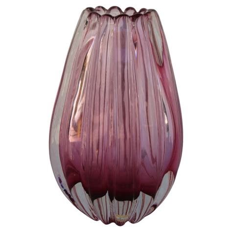 Vintage Cranberry Glass Stem Vase Set English Decorative Flower Slip Jug For Sale At 1stdibs