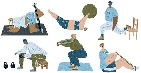 스포츠 장비 벡터 평면 일러스트로 훈련하는 다양한 사람들의 집합 건강한 생활방식에 대한 스톡 벡터 아트 및 기타 이미지