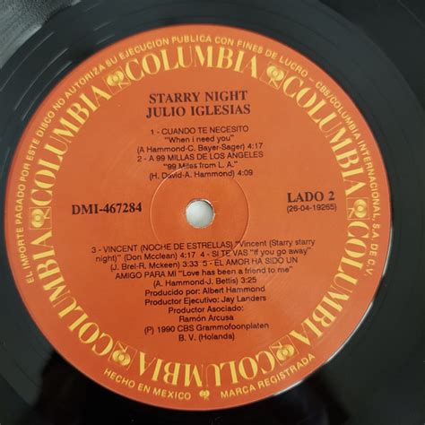 Julio Iglesias Starry Night 1990 Vinyl Discogs