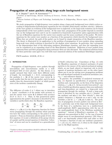 Pdf Propagation Of Wave Packets Along Large Scale Background Waves