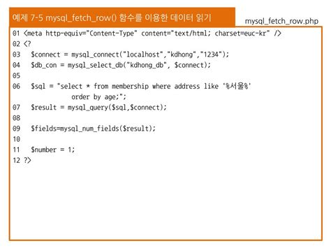 Ppt 07 장 Php 와 Mysql 의 연동 Powerpoint Presentation Free Download Id3244584