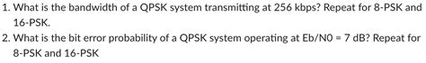 Solved 1 What Is The Bandwidth Of A Qpsk System