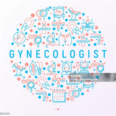 원 선 아이콘에서에서 산부인과 개념 자 궁 난소 부인과 자 임신 초음파 생리대 테스트 배아 생리 배 란 현대 벡터 일러스트 레이 션 개념에 대한 스톡 벡터 아트 및 기타
