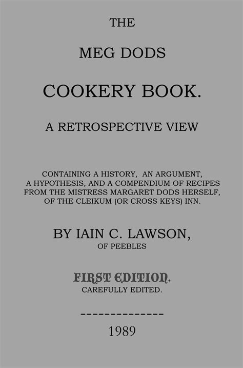The Meg Dods Cookery Book A Retrospective View Kindle Edition By