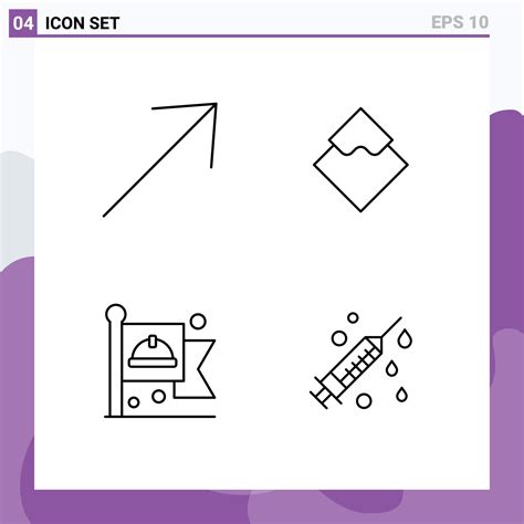 Modern Set Of 4 Filledline Flat Colors And Symbols Such As Arrow Flag