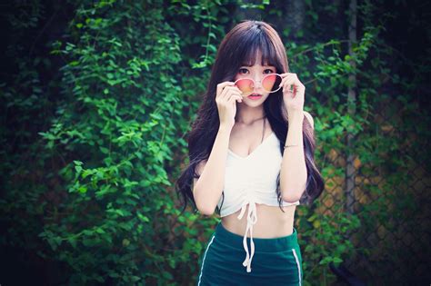 Wallpaper Model Brunette Long Hair Asian Looking At Viewer