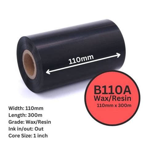 Dm 110mm X 300m Wax Resin B110a 1″ Out Datamark