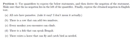 Solved Problem Use Quantifiers To Express The Below Chegg